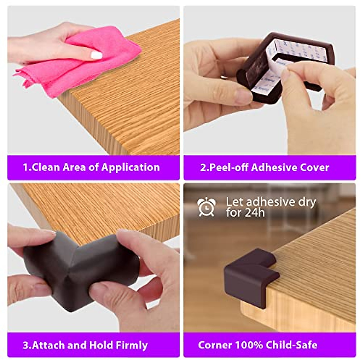 Kxtffeect 10Pcs Extra Thick Premium High Density Furniture Table Edge & Corner Guard Baby Proofing Bumper Protector - Jumbo Size Value Pack (Brown)