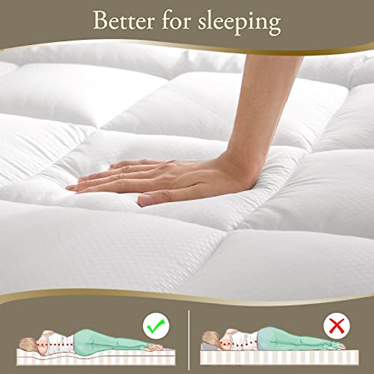 Yarnsoft Twin XL Size for Back Pain, Cooling and Breathable Mattress Pad Covers, Extra Thick Mattress Topper 16-21" Elastic Deep Pockets ，All Season Bedding, (38 "x80) White