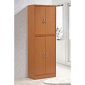 Hodedah 4 Door Kitchen Pantry with Four Shelves, Cherry