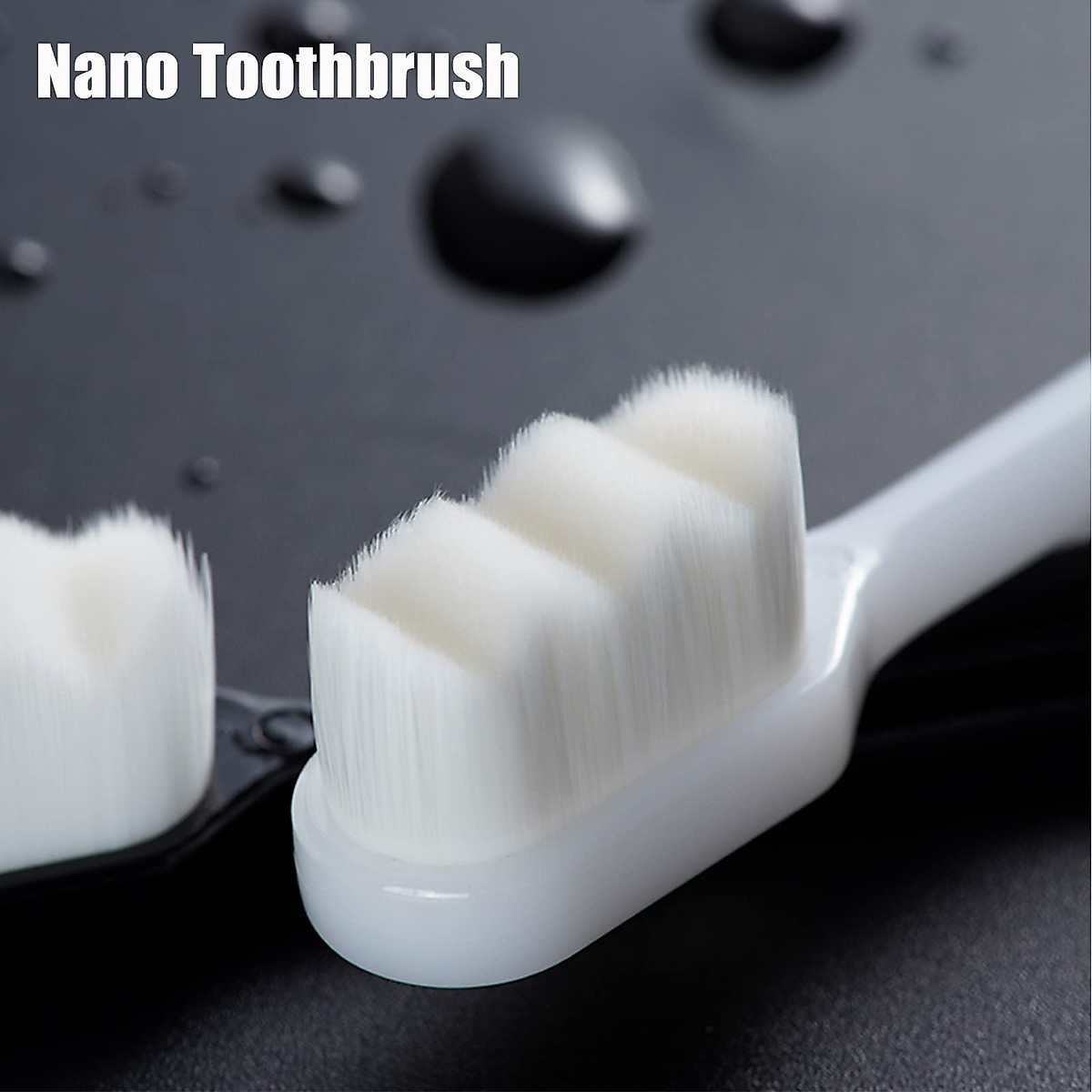 8 Pcs Extra Soft Toothbrush for Adult, Micro Manual Nano Toothbrush with 20000 Soft Bristle for Pregnant Women, Elderly, Braces and Gum Recessions, Protect Fragile Sensitive Gums(Black & White)