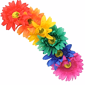 DDazzling Sunflower crown Boho crown Sunflower headband Flower Hair Accessory (Rainbow)