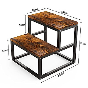 Wooden Step Stools for Adults Kids - Heavy Duty Bedside 2 Step Stool for High Beds Kitchen Bathroom