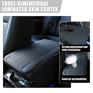 NGHEY Pack-1 Car Armrest Box Mat, Comfortable Waterproof Car Armrest Cover Mat, Fiber Leather Four Seasons Armrest Cover, Universal Center Console Mat for Most Cars (Blue)