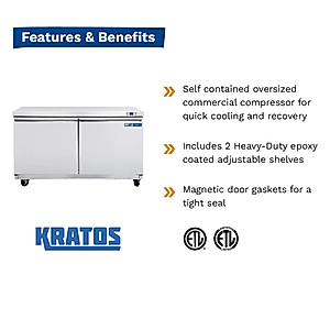 Kratos Refrigeration 69K-752 Commercial 61" W Undercounter Refrigerator, 2 Door