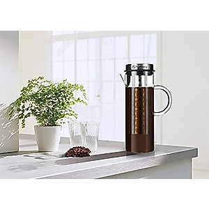 Cold Brew Coffee Maker - Large Glass Infusion Pitcher 1.6 Quarts 52oz - Iced Coffee & Iced Tea Pitcher with Stainless Steel Lid and Mesh Filter & Fruit Infusion Tube - Perfect for Home or Office