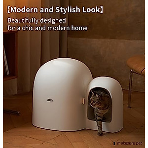 MS!MAKE SURE Cat Litter Box MAX - Stylish & Functional for Indoor Cats - 2023 New Modern Design - Large Space, Leak-Proof, and Odor-Free - Includes Litter Scoop - White