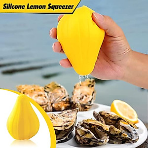 2 Pcs Oyster Shucking Knife, Level 5 Protection Oyster Shucking Gloves, Oyster Shucking Kits with Lemon Squeezer, Seafood Opener Kit Tools Gift