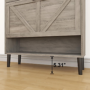HOMEFORT Shoe Storage Cabinet for Entryway, Slim Shoe Organizer with Two Flip Drawers, Narrow Shoe Rack Cabinet with Wood Legs, Farmhouse Hidden Shoe Cabinet for Foyer, Front Door Entrance,Washed Gray