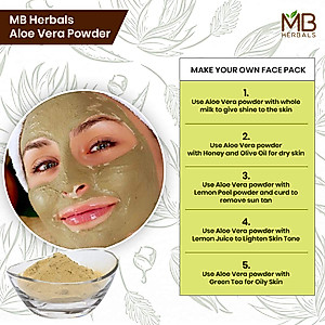 MB Herbals Aloe Vera Powder 8 oz (227 Gram / 0.5 lb ) | Aloe barbadensis Powder | Natural Skin Moisturizer | Promotes Hair Growth | For External Use Only