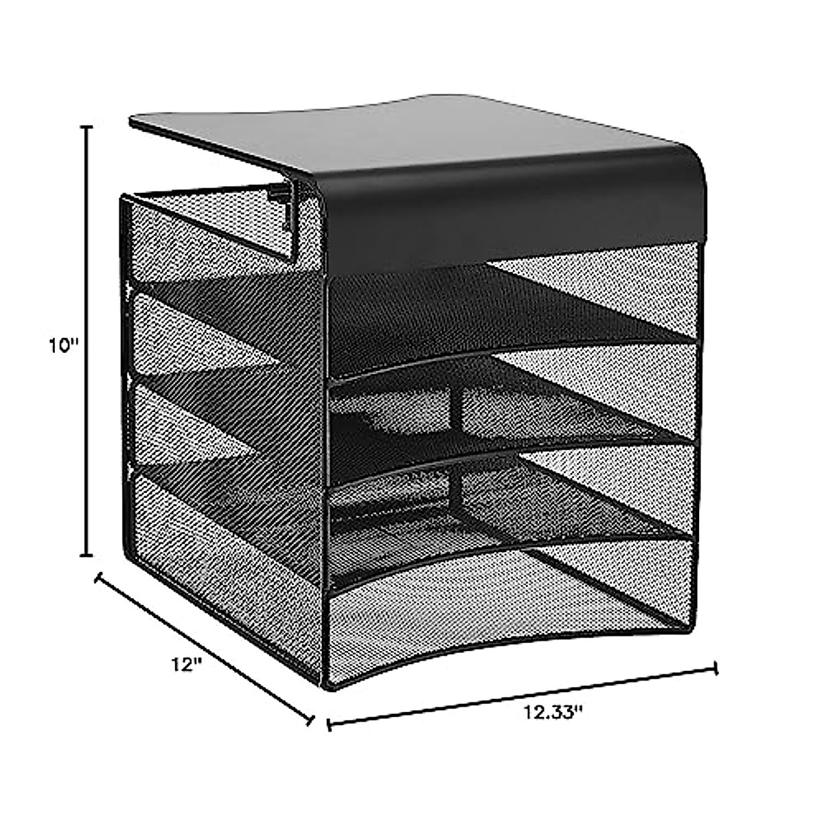 Safco Products Onyx Mesh 4-Tray Underdesk Space Saving Desktop Hanging Organizer, Durable Steel Mesh Construction, 20lb Capacity, Black Powder Coat Finish, 10.25"w x 12.375"d x 12"h