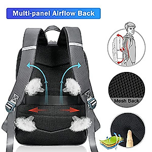 Voova Travel Laptop Backpack for Men Women, Slim Lightweight Backpack Bookbag with Laptop Compartment for Work Business and College, Waterproof Computer Bag Fits 14-15.6 Inch Notebook, Grey