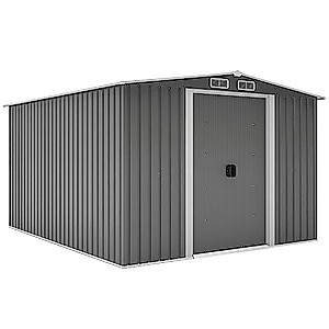 UBGO 10x8 FT Outdoor Metal Storage Shed,Waterproof Metal Garden Tool Storage Shed with Sloping Roof and Lockable Door,Garden Sheds Outdoor Shed for Backyard Garden Patio Lawn