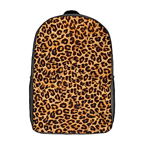 Animal Leopard Print Travel Backpack Casual 17 Inch Large Daypack Shoulder Bag with Adjustable Shoulder Straps