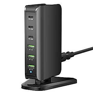 USB C Charger, 100W GaN USB C Charging Station, 6 Ports [3 USB-C + 3 USB-A] Type C Charger Fast Charging with 5ft Extension Cord for iPhone 14 Pro Max/13 Pro Max,iPad Pro,Galaxy S22,Steam Deck,ect