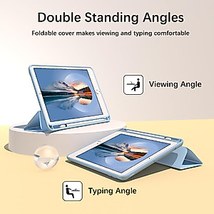 Case for iPad Mini 5(2019 Released), Lightweight Slim Soft TPU Trifold Stand Smart Cover, Auto Sleep/Wake Case with Pencil Holder for iPad Mini 5th Generation 7.9 Inch, Light Blue