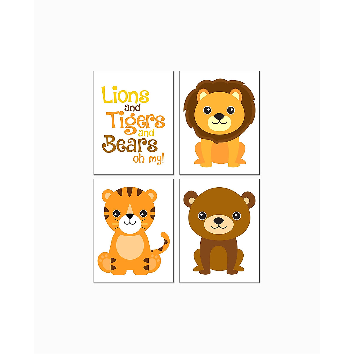 Lions and Tigers and Bears Oh My Nursery Art Print Set of 4