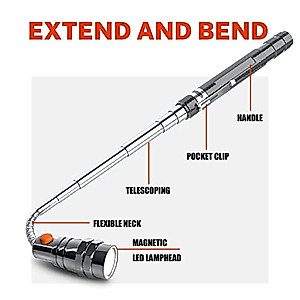 Gifts for Men Telescoping Flexible Magnetic Pickup Tool With 3 Super Bright Led Lights, Gifts for Dad, Father, Husband, Handy Men or Women, Birthday Gifts Idea, 1 Pack