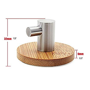 Chiloskit 2PCS Natural Bamboo Stainless Steel Adhesive Hooks Wall Clothes Bag Headphone Key Hanger Shelf Wall Hangers Without Nails (1 Hook)