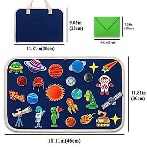 Craftstory Kids Solar System Toys Travel Felt-Board for Toddler, 25 Pieces Planets Space Flannel Board Story Set for Preschool Early Learning Storytelling Activity Interactive Play Gifts for Ages 3+