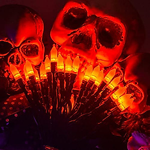 FUNPENY Halloween 50 LED Clear Mini String Lights, 16 FT Battery Operated Waterproof Fairy Lights with 8 Lighting Modes, Halloween Decorations for Indoor Outdoor Garden Party Decor (Orange,2 Pack)