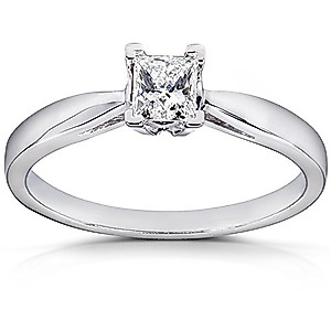 Kobelli Diamond Solitaire Engagement Ring 1/4 Carat (ctw) in 14k White Gold, Size 6, White Gold