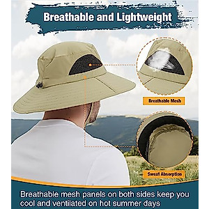 Wmcaps Sun Hats for Men Women, UPF 50+ Wide Brim Waterproof Boonie Bucket Hat for Fishing, Hiking, Garden, Safari, Outdoor Dark Grey
