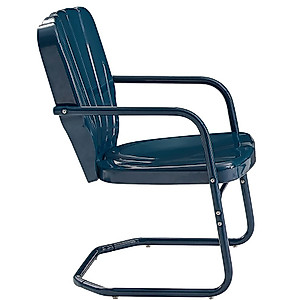 Crosley Furniture Ridgeland 2-Piece Outdoor Chair Set, Retro Metal Patio Chairs for Dining, Porch, Deck, Navy