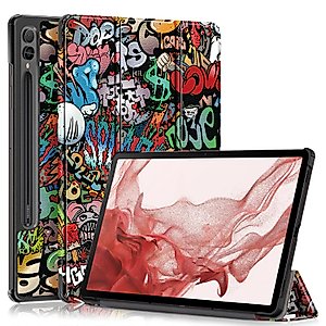 DINGGUAGUA Case for Samsung Galaxy Tab S10+ Plus 12.4” 2024 Release Lightweight Slim Shell Stand Cover for Tab S9+ Plus SM-X810/X816B/X818U with Auto Sleep/Wake,Graffiti