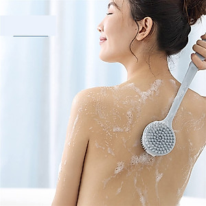 TADALU Shower Scrubber for Body Multifunctional Silicone Brush Body Long Handle Double-Sided Bath Shower Brush Back Massage Exfoliation Wisp Body Scrub Brush (Color : Blue)