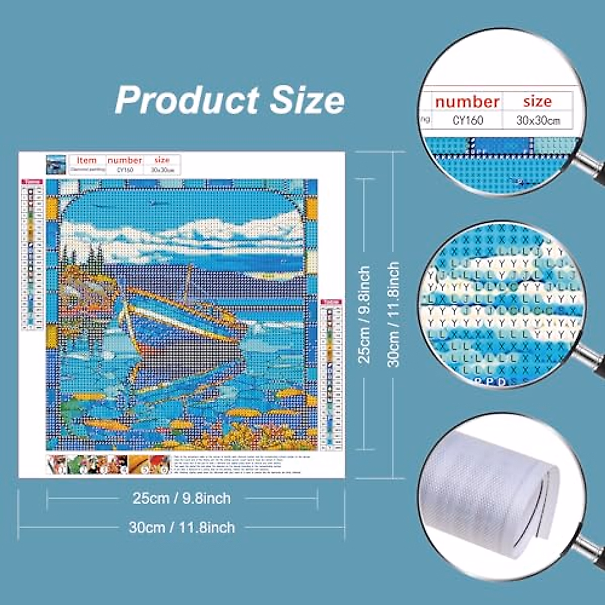 Stalente Diamond Painting Kits for Adults, 5D DIY Diamond Art Kits for Beginners Round Full Drill Diamond Painting for Home Wall Decoration Gift 12×12inch, Stained Glass Boat