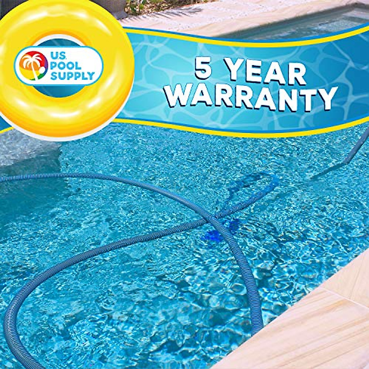U.S. Pool Supply 1-1/2" x 30 Foot Professional Heavy Duty Spiral Wound Swimming Pool Vacuum Hose with Kink-Free Swivel Cuff, Flexible - Connect to Vacuum Heads, Skimmer, Filter Pump Inlet, Accessories