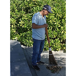 NDP78 Natural Broom - 55 Inches Length, Heavy Duty Broom , Garden Broom, Coconut Broom, Outdoor Broom, Garage Broom, Hard Floor Broom, Outdoor Brooms for Sweeping Patio, Brown, White