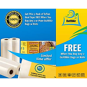 OutOfAir - 3 Teflon Heat Tape Strips for Vacuum Sealers Compatible with FoodSaver, Weston, Seal-A-Meal, Cabelas, and Others