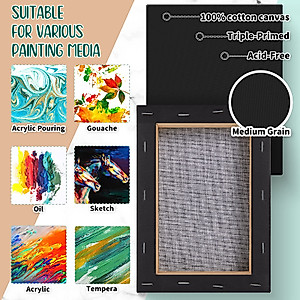 Thenshop 20 Pcs Black Canvas, Stretched Canvases for Painting, Blank Black Art Painting Supplies,8 oz Triple Primed 100% Cotton(8 x 10 Inch)