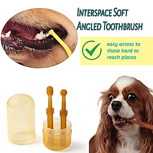 E.M&S.T by Emmeliestella Small Dog & Cat Toothbrush Micro Head, Cat Dental Care, Pets Toothbrush, Oral Hygiene, Easy to Handle, Deep Clean, Soft Bristles, Easy to Handle, Brown & Yellow 3PCS