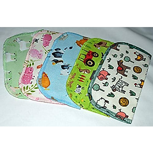 1 Ply Printed Flannel 8x8 Inches Little Wipes Set of 5 Farm AnimalsFBA