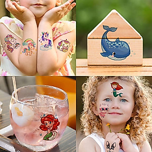 Rejaski 50 PCS Cute Animals ZOO Kids Temporary Tattoos For Girls Butterfly Mermaid Unicorn, 3D Cartoon Fake Tattoos For Child Toddler Boys Teen, Fun Small Tatoo Party Favor Sets Supplies Decoration