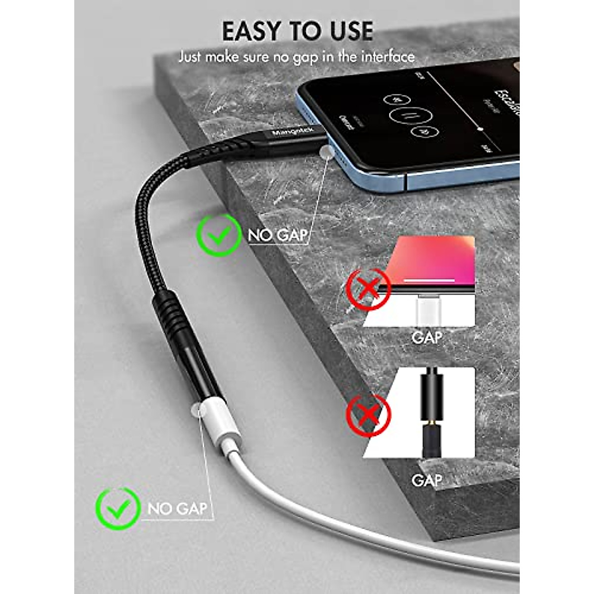 Mangotek Replacement for iPhone Headphones Adapter, Lightning to 3.5 mm Headphone Jack Adapter Audio Dongle Earphone Aux Adaptor for Apple iPhone 14 13 12 Pro Max Mini 11 SE 7 8 Plus X XS