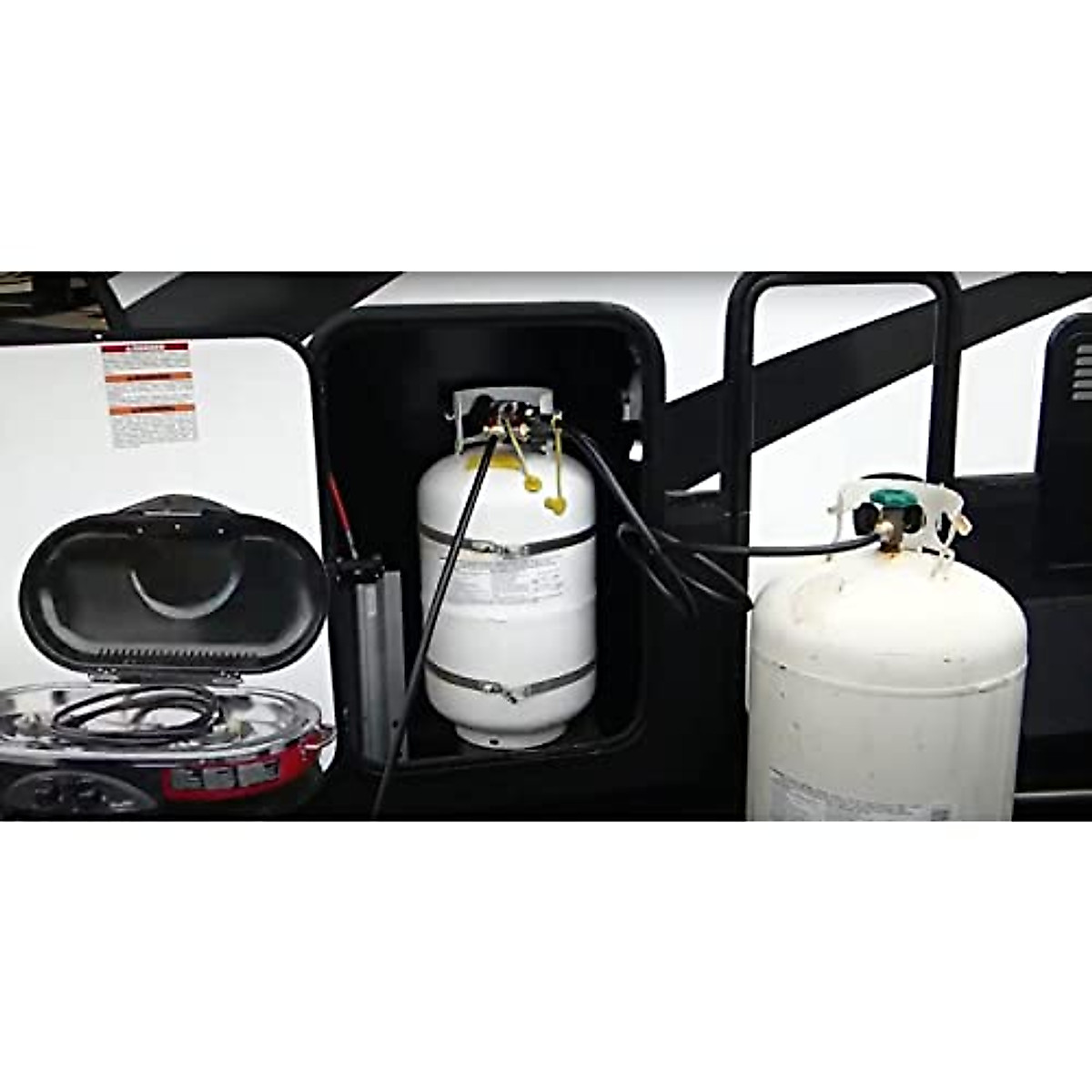 Stanbroil Propane Brass Tee Adapter Kit, 4-Port Propane Brass Tee with 6FT and 12FT Propane Extension Hose Assembly for Motorhome or RV Camping