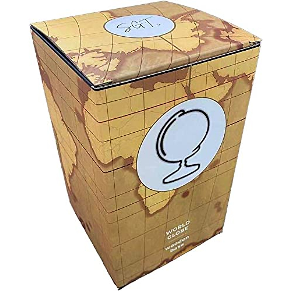 SGT Traditional Decorative Wooden base 2021 Updated World Globe Educational Geography Office Wedding School Gift 9 inches tall 5 inches wide