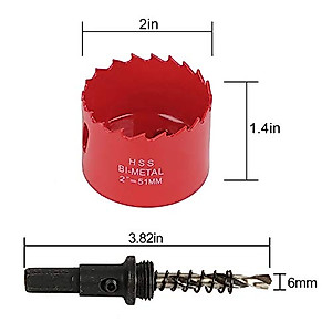 KINJOEK 2 Inch 51 MM Hole Saw Heavy Duty Steel Cornhole Boards Hole Saw Blade Corn Hole Drilling Tool Drill Bit Saw for Cornhole Game, Red