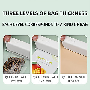 ZKIRON Mini Bag Heat Sealer - Portable Handheld Food Sealer Bag Resealer, Smart Heat Sealer Machine for Chip Bags, Plastic Bags, Snack Bags - Perfect for Food Preservation and Travel (White)