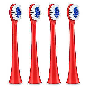 4-Pack Replacement Toothbrush Heads- Sonic V200 Rechargeable Kids Electric Toothbrushes, 7X More Plaque Removal, End-Rounded Soft Bristles, Comfortable & Efficient Clean Teeth, Perfect for Kids