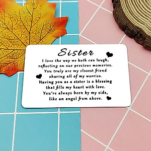 Sister Engraving Wallet Card Sister Gifts from Sister Brother Soul Sisters Bestie Gift for Women Birthday Gifts for Little Sisters Friendship Gifts for Friend BFF Gifts Christmas Thanksgiving Present