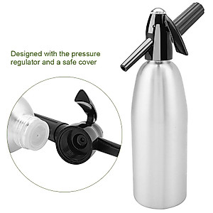 ANKROYU 1L Fashionable Attractive Soda Siphon with Pressure Regulator, Portable Alloy Soda Water Bottle Cup, Soda Maker Machine Sparkling Water Maker for Juice Drinks Cocktail(Silver)