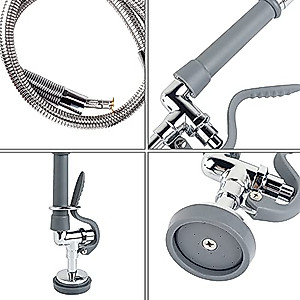 COOLWEST Pre-Rinse Spray Valve with Hose 44 Inch Stainless Commercial Hose with Sprayer Nozzle Head Replacement Kit for Commercial Kitchen Sink Faucet