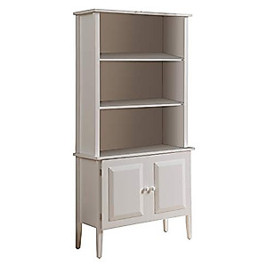 Kings Brand Furniture Wood Bookcase with Doors, White