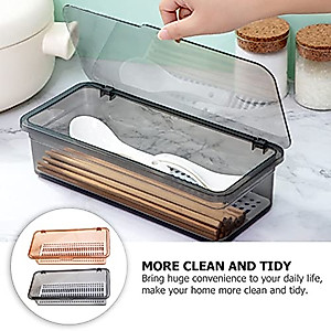 2Pcs Plastic Flatware Tray with Lid Chopsticks Drain Rack Kitchen Cutlery Utensil Drawer Colander Drying Holder Organizer Basket 28X13CM