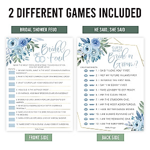 Hadley Designs 20 Floral Hilarious Bridal Shower Games For 20 Guests - Couples Wedding Shower Games, Bridal Games, He Said She Said Bridal Shower Games, Bridal Shower Family Feud Game