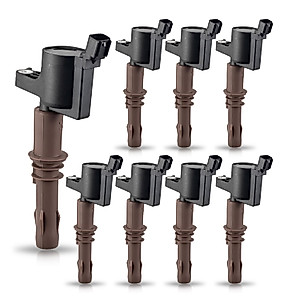 ENA Set of 8 Brown Boot Ignition Coil Pack Compatible with Ford Lincoln Mustang F150 F250 F350 F450 F550 F650 F750 F53 F59 Expedition Explorer Lobo Navigator 4.6 5.4 6.8 Replacement for C1659 DG521